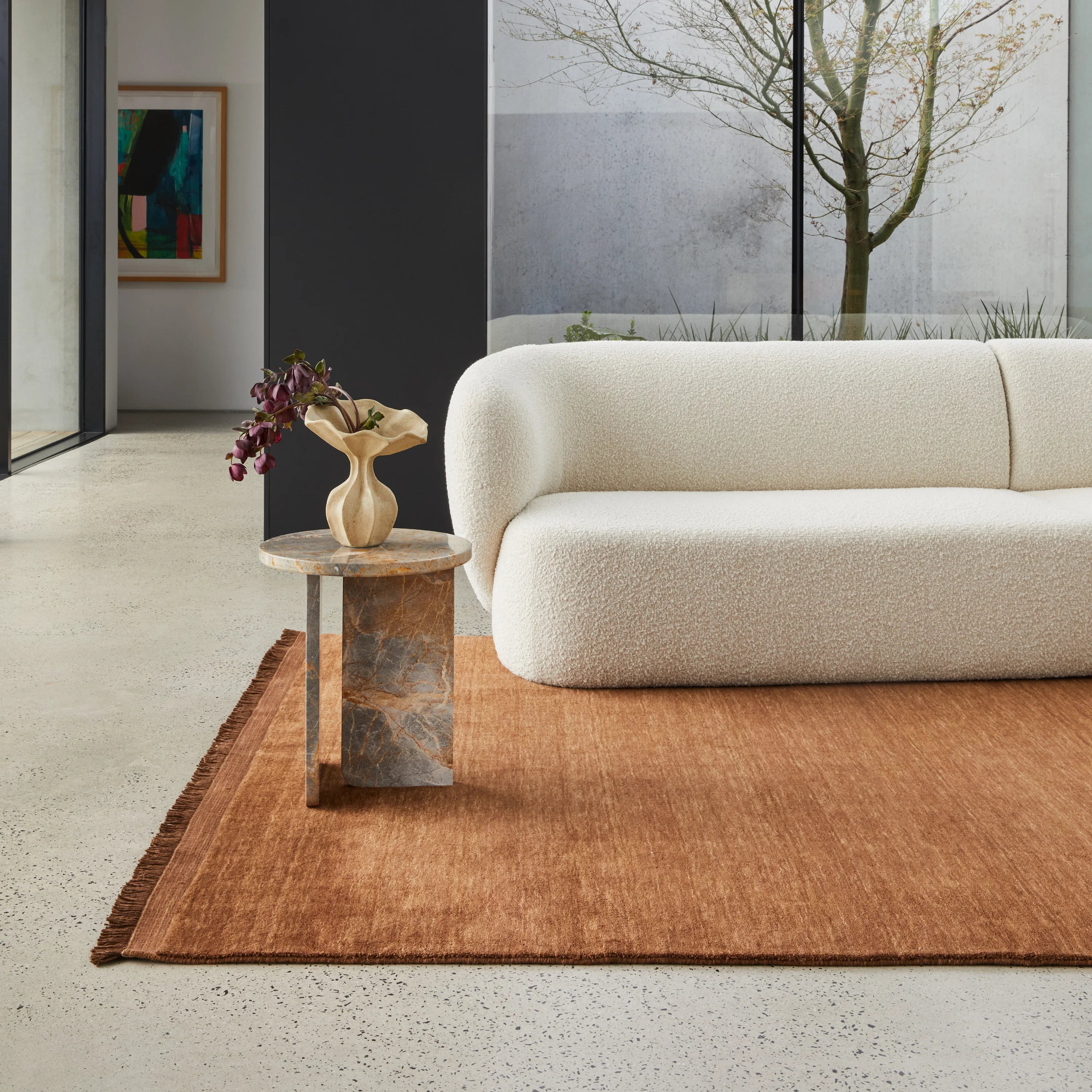 Handloom Wool Rug Cocoa | Pure | Elan & Earth Australia